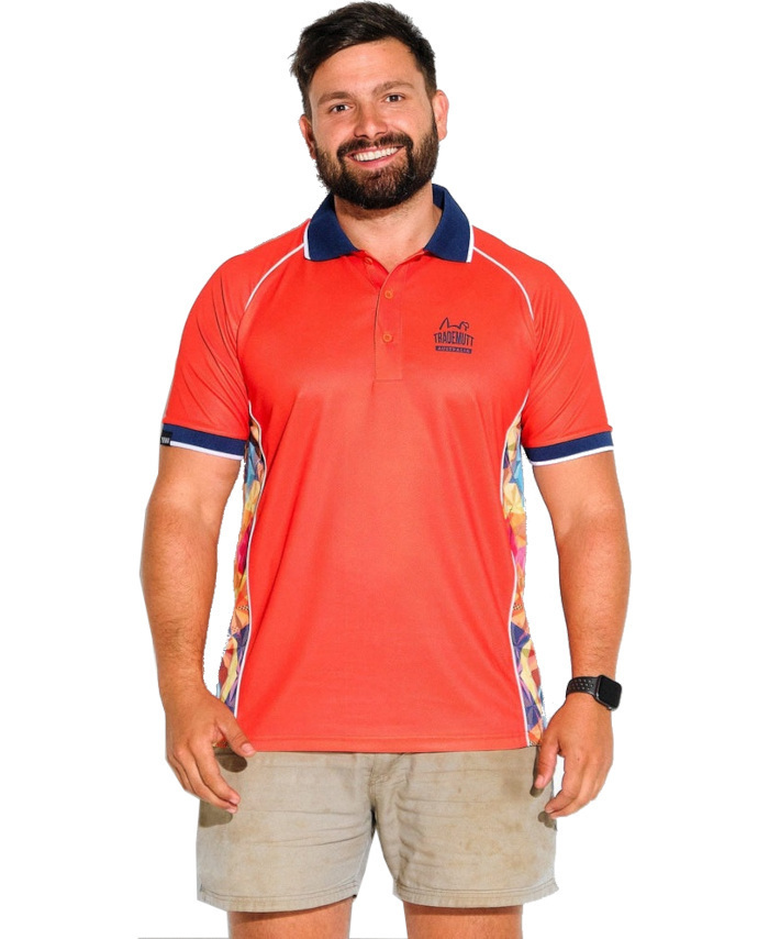TradeMutt Orange Fractal Polo | Hi-Vis Polo in Australia | Hip Pocket ...