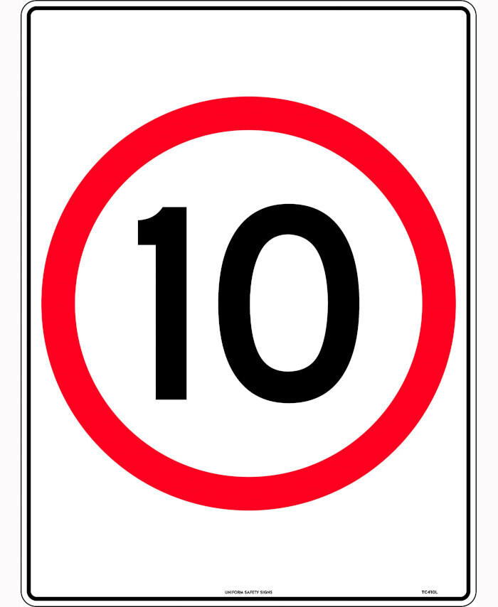 Uniform Safety Signs 600x400mm - Metal - 10 km Speed Restriction in ...